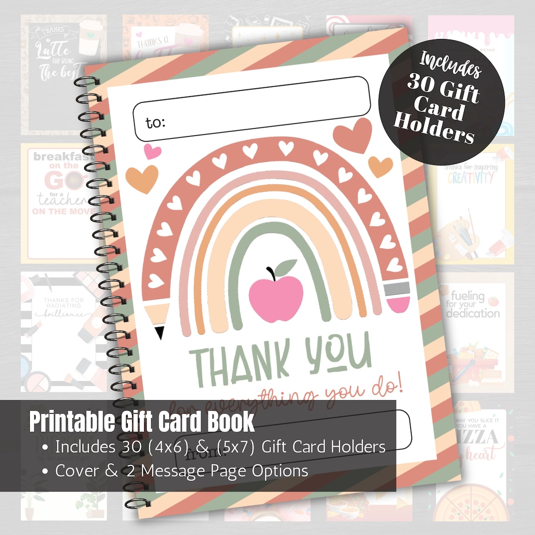 Teacher Appreciation Printable Gift Card Holder, Teacher Thank You Card ...
