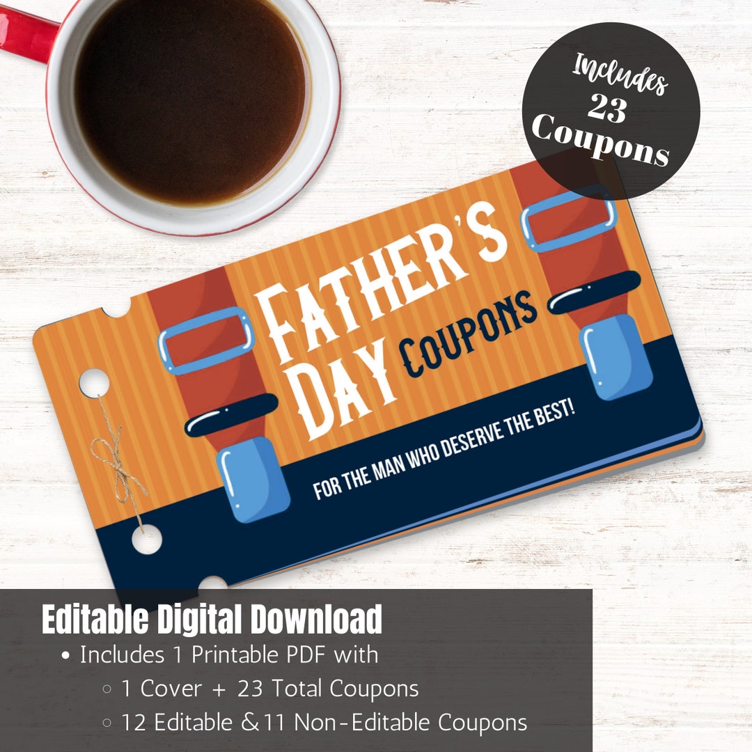 Personalized Father's Day Coupon Book, Editable DIY Gift, Printable Dad ...
