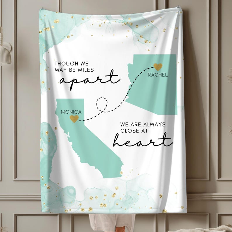Custom State to State Blanket Gift for Long Distance Relationship Mom ...