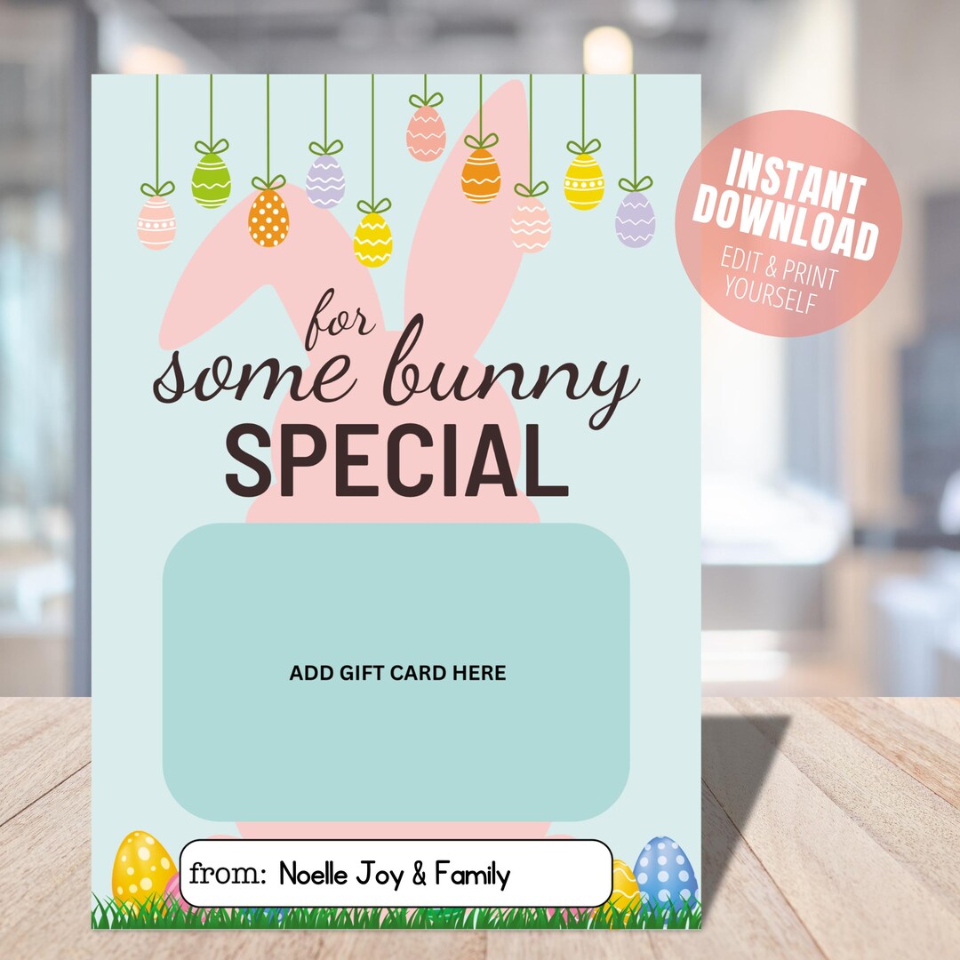 Some Bunny Special Easter Coffee Gift Card Holder, Printable Editable ...