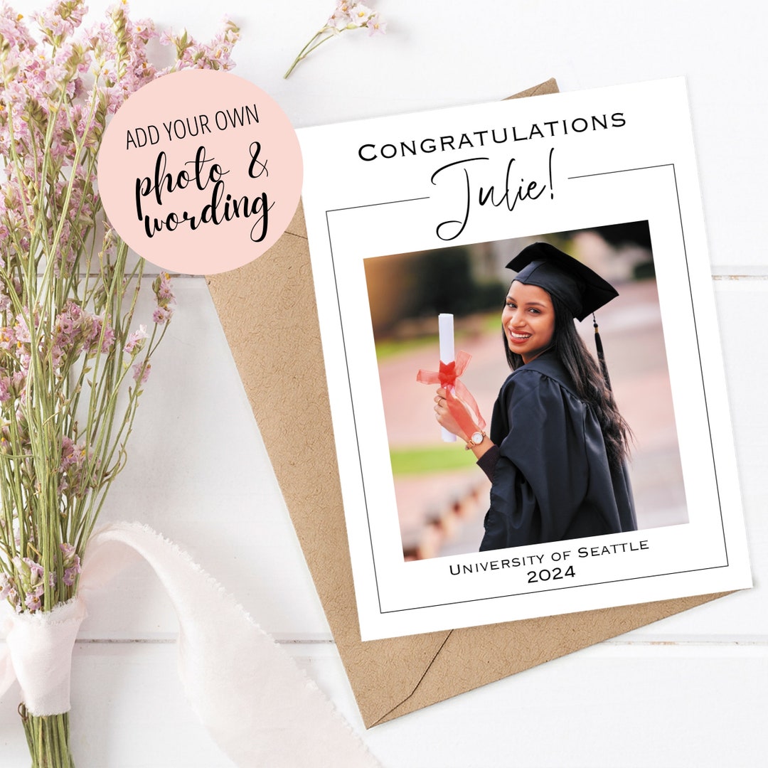 Personalized Photo Graduation Card, Custom Graduation Photo Card ...
