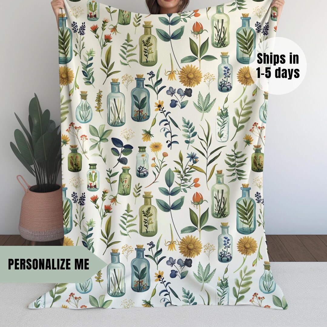 Cottagecore Blanket Apothecary Herbalist Throw Herbs & Spices Decor ...
