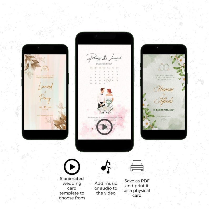 Animated Wedding Card Canva Template - Etsy