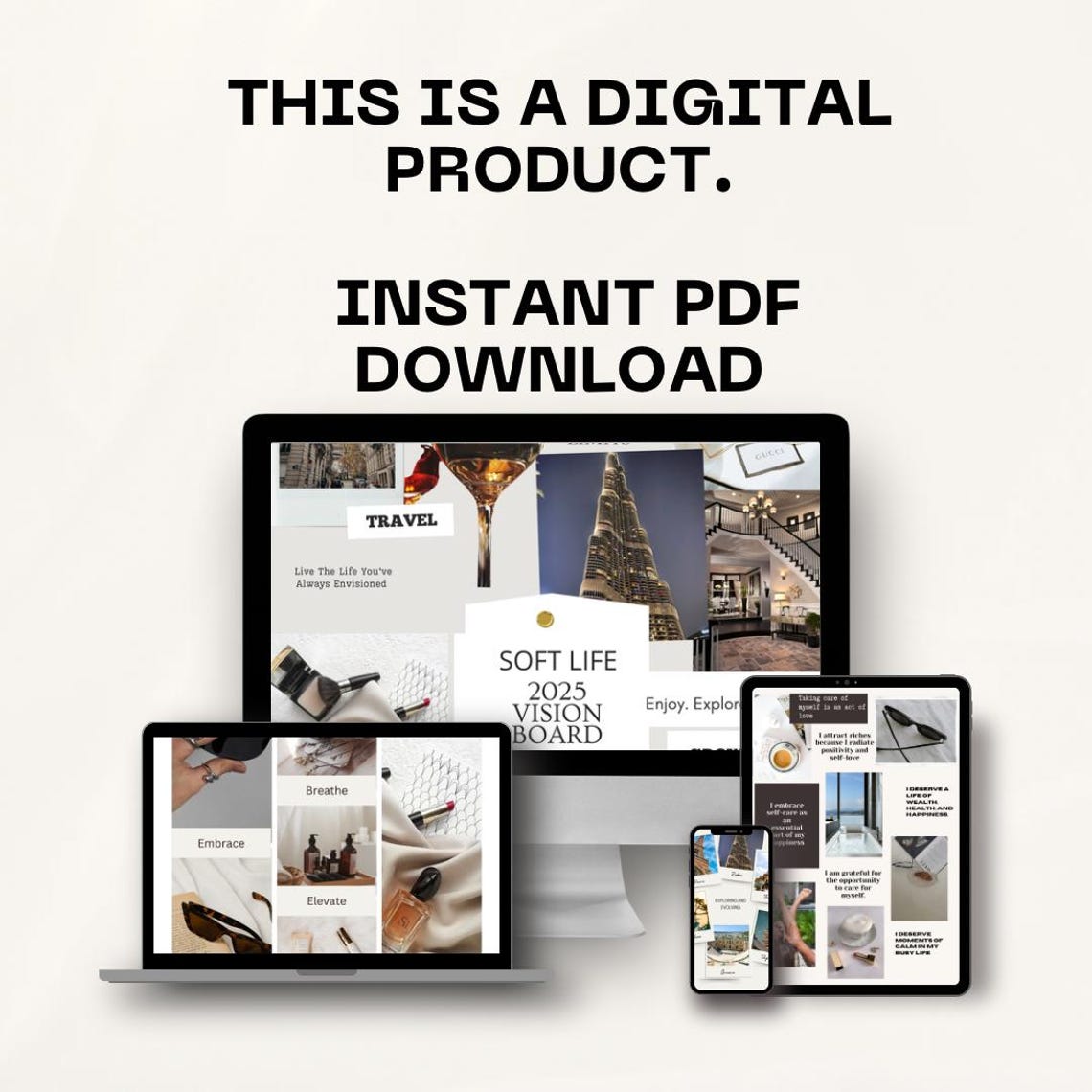 2025 Vision Board. Printable Pdf Vision Board Template. Manifestation ...