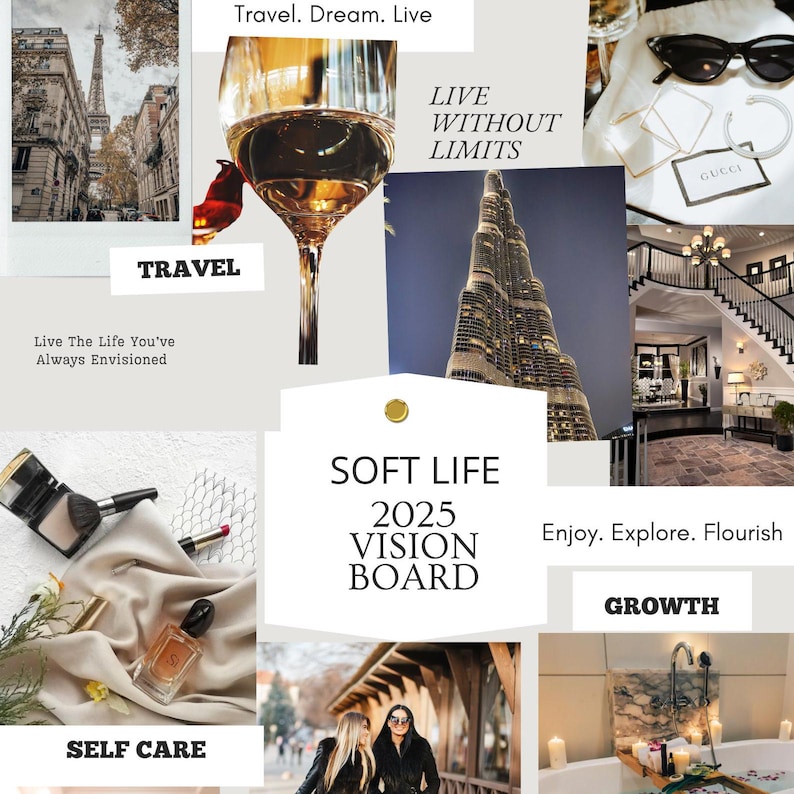 2025 Vision Board. Printable Pdf Vision Board Template. Manifestation ...
