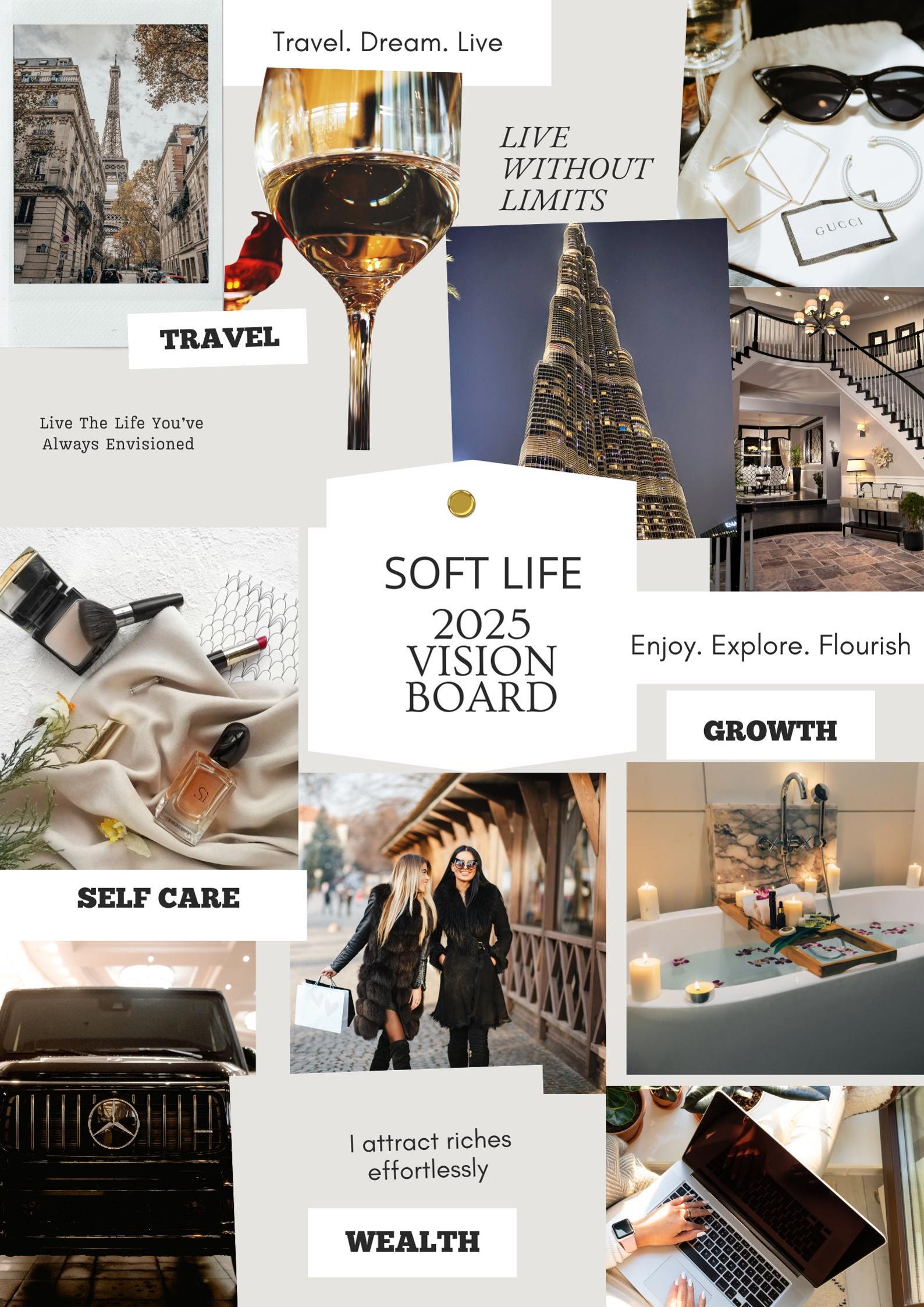 2025 Vision Board. Printable Pdf Vision Board Template. Manifestation ...