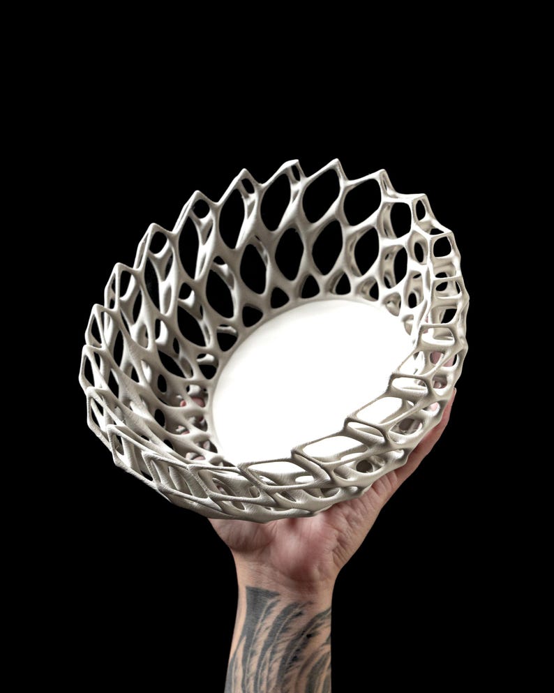 Modern Lattice Bowl | Sculptural Decorative Bowl, Open-weave ...