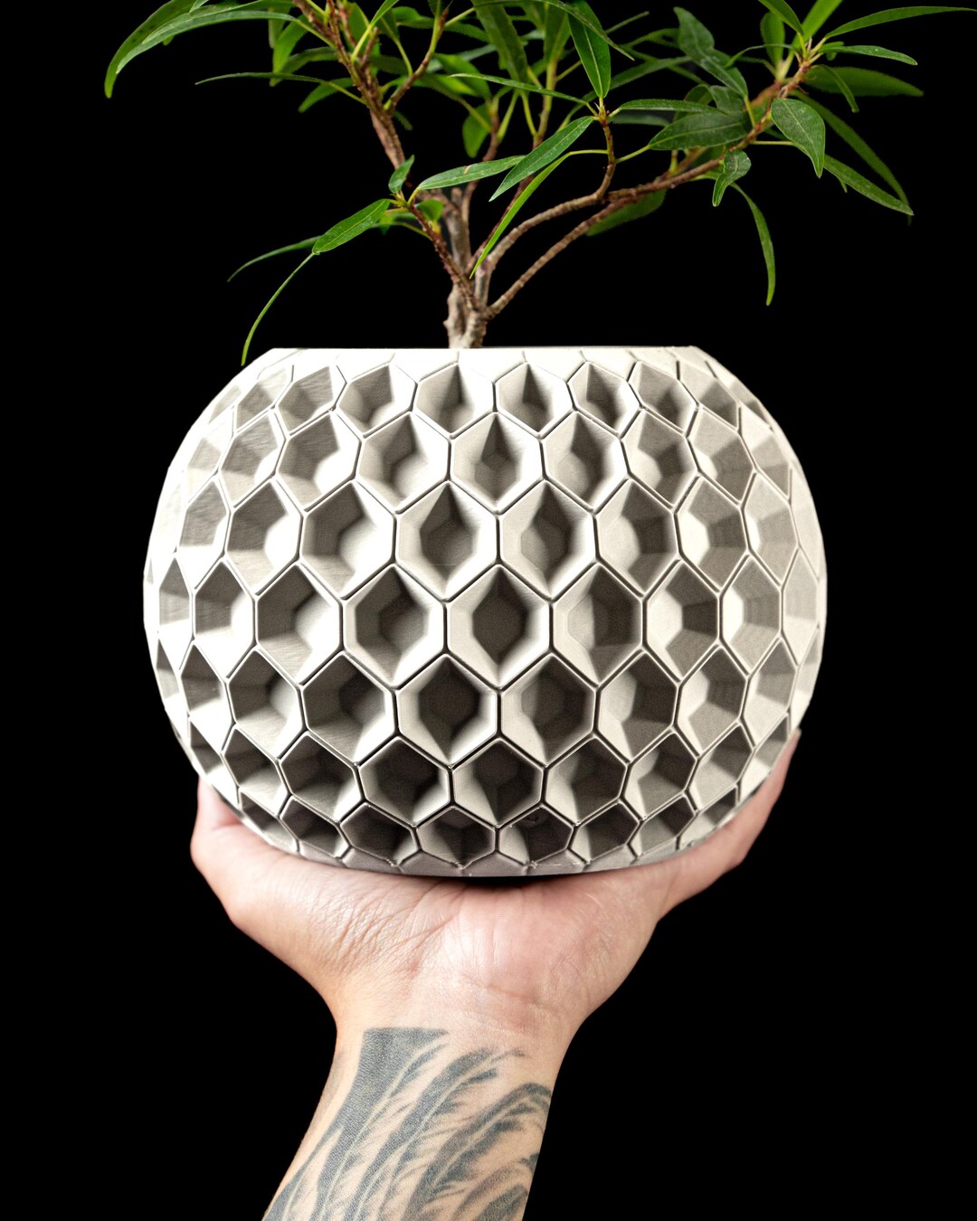 Hexagonal Sphere Planter | Modern Geometric Pot, Decorative Indoor ...