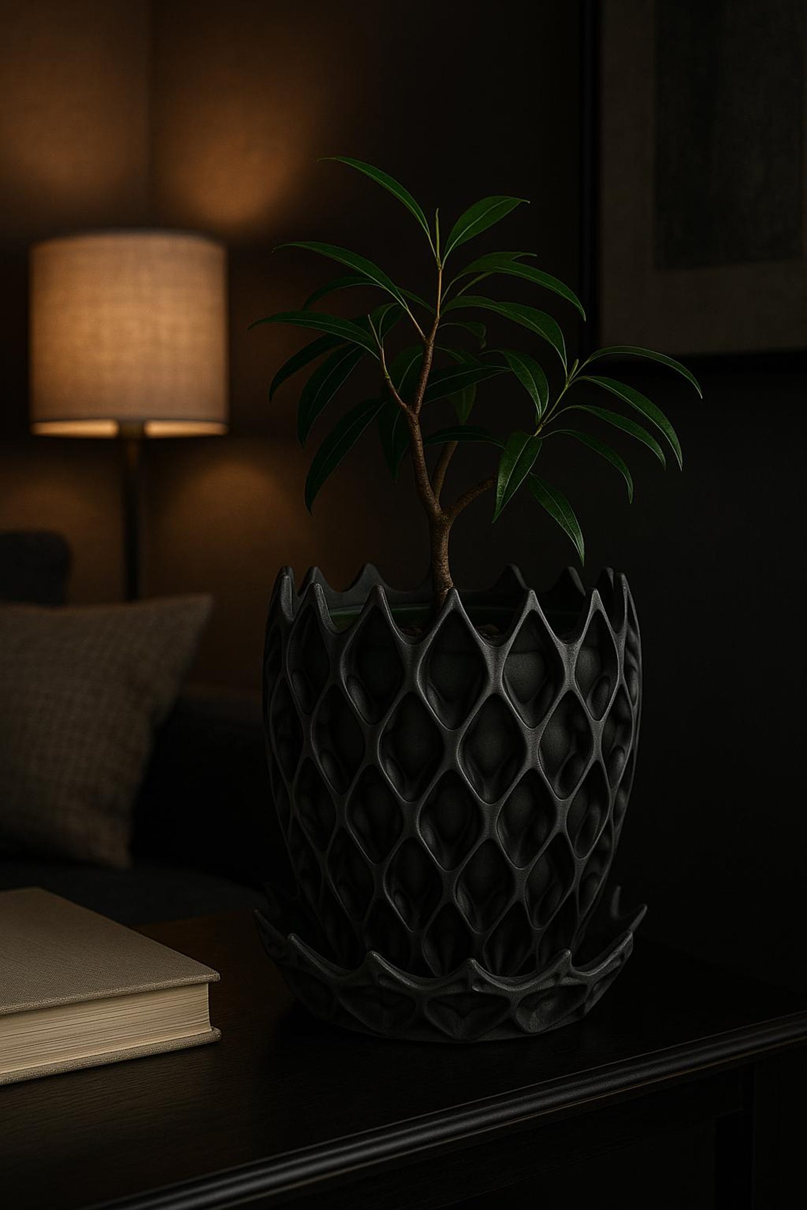 Gothic Planter - Sculpted Black Pot for Indoor Plants - Modern Gift for ...