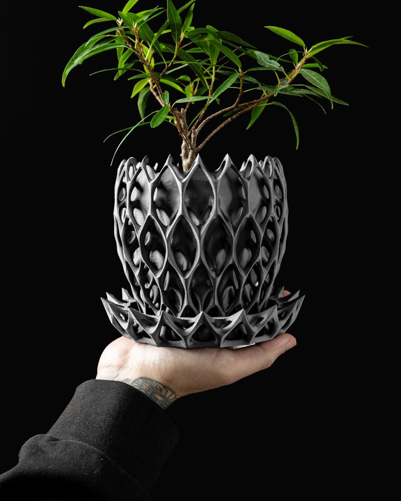 Gothic Planter - Sculpted Black Pot for Indoor Plants - Modern Gift for ...