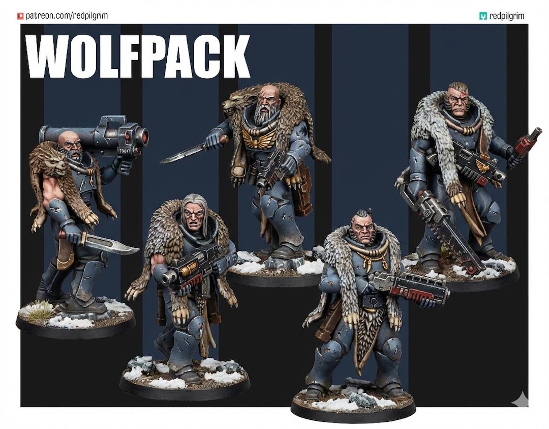 Wolf Pack 1 - Scouts (red Pilgrim) 28-32mm Heroic Scale Proxy Minis for ...