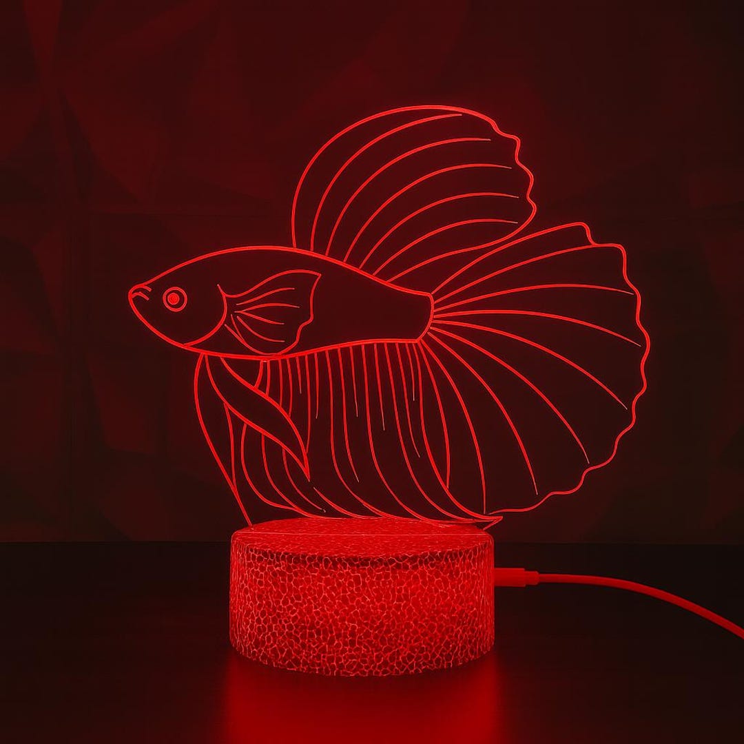 Beta Fish 3D LED Night Light: Fisherman Gift, Personalized Option - Etsy