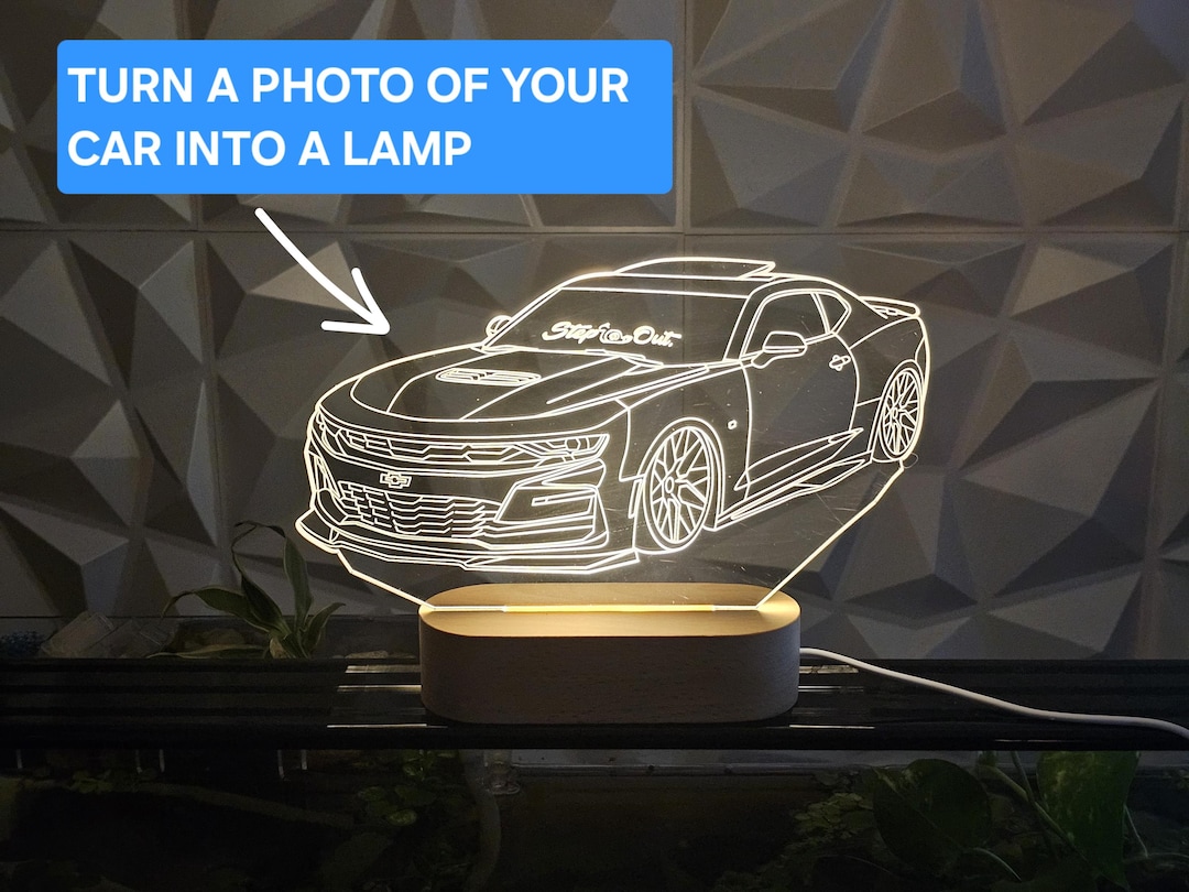 Custom Car Sketch LED Lamp: Personalized 3D Photo Night Light - Etsy