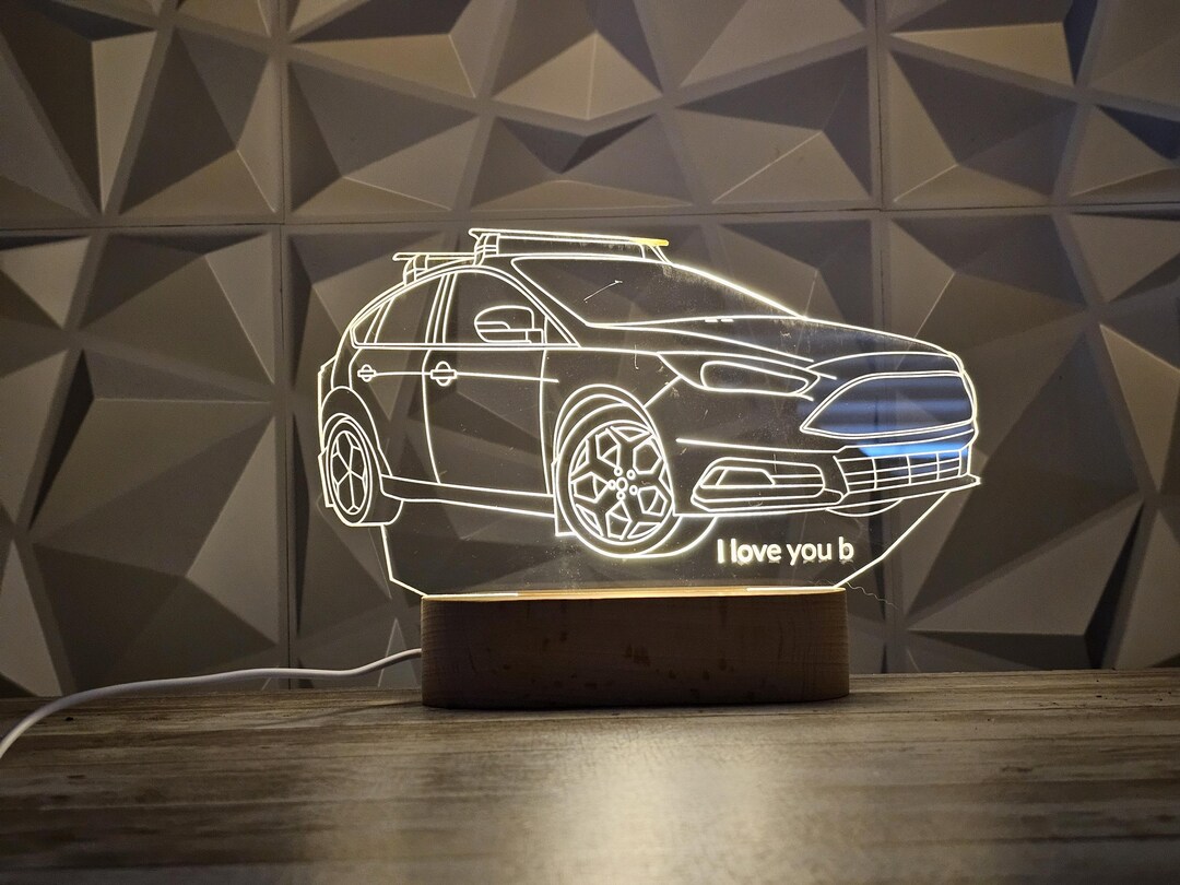 Car Guy Lamp Gift, Personalized Text 3D Car Sketch Night Light 7 Colors ...