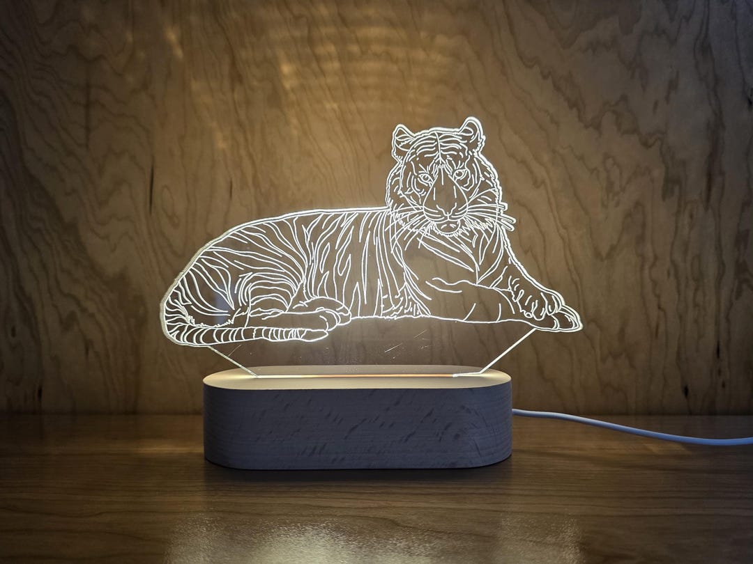 Personalized Bengal Tiger LED Night Light: Custom Engraved Wood Base - Etsy
