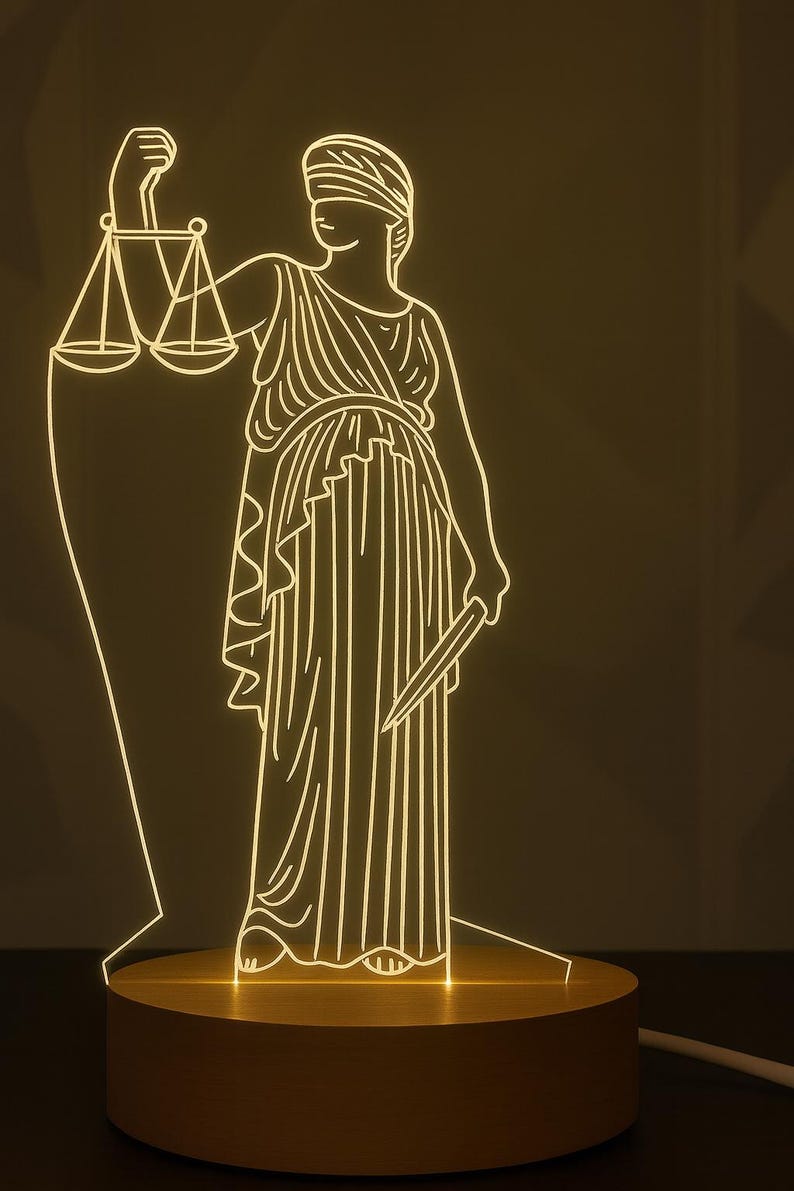 Personalized Lady Justice LED Lamp: Lawyer Office Decor, Law Student ...