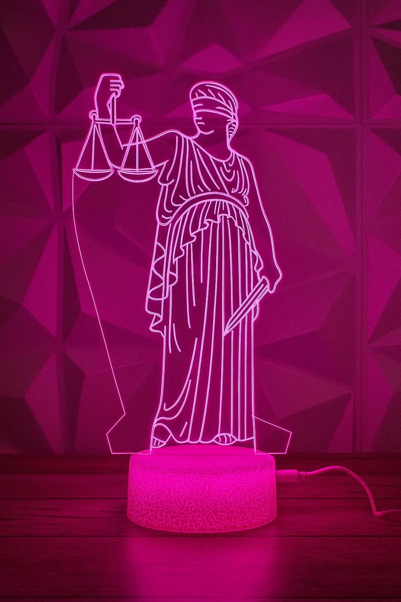 Personalized Lady Justice LED Lamp: Lawyer Office Decor, Law Student ...