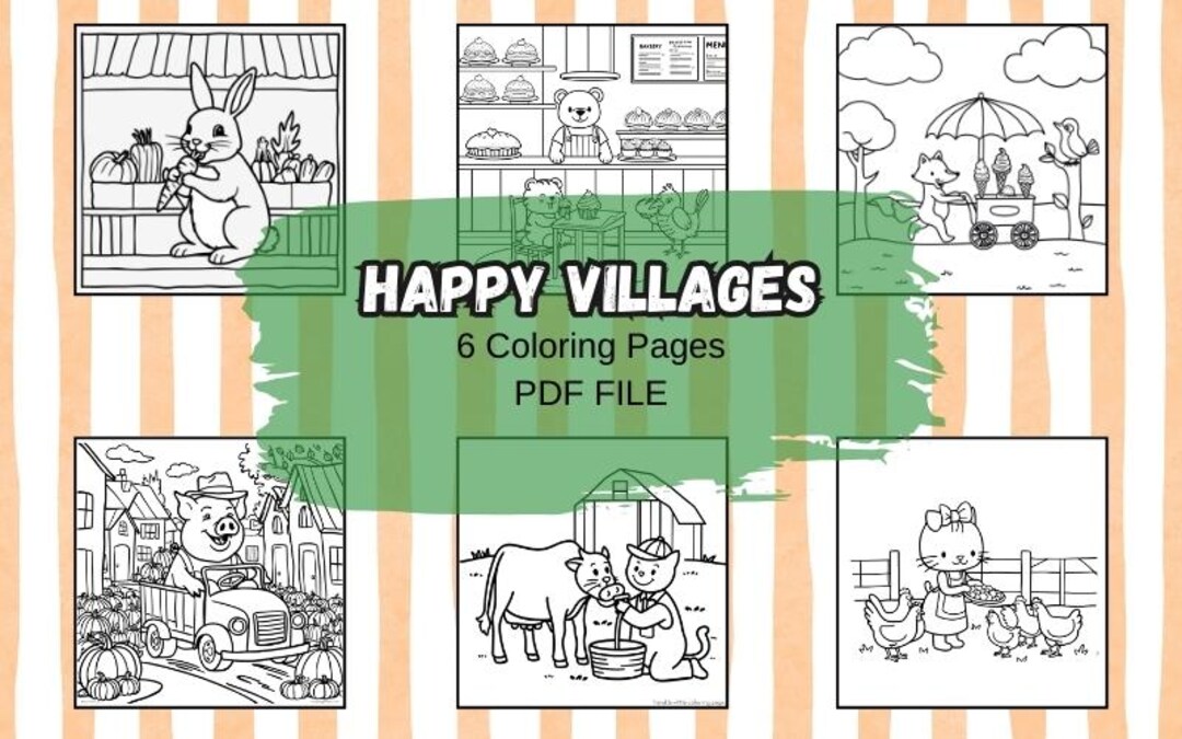 Magic Color Pages Happy Villages: Adorable Village-themed Coloring Book ...