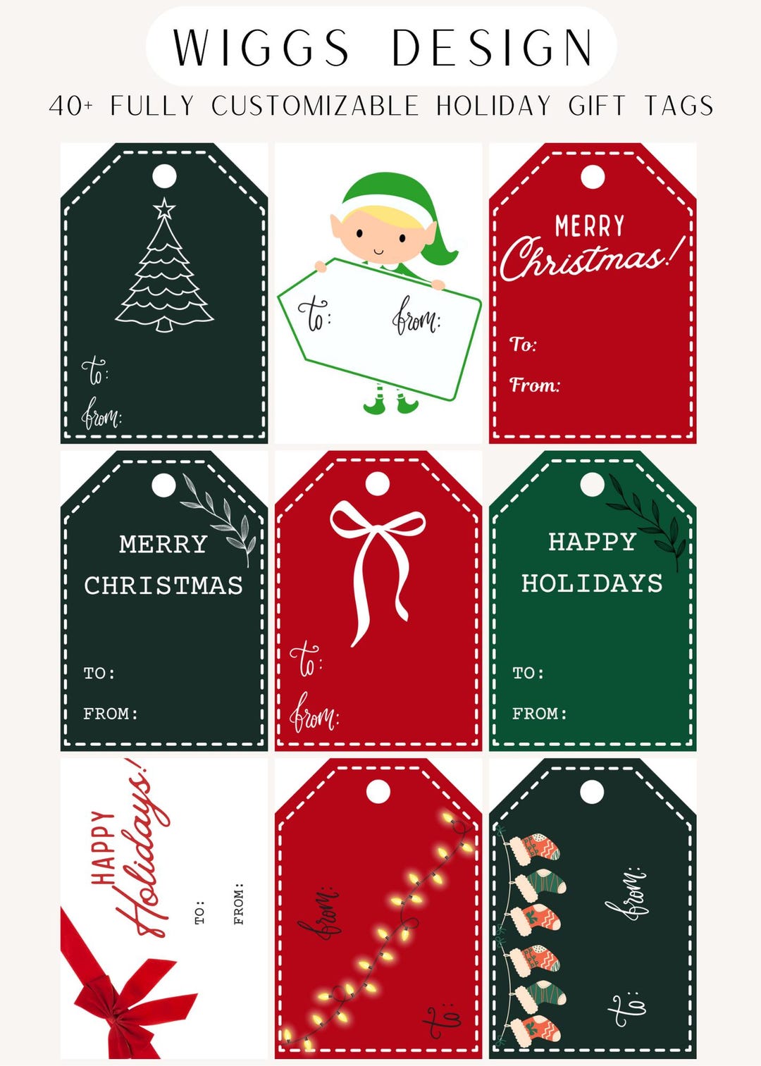 40 Fully Customizable Holiday Gift Tag Templates - Etsy