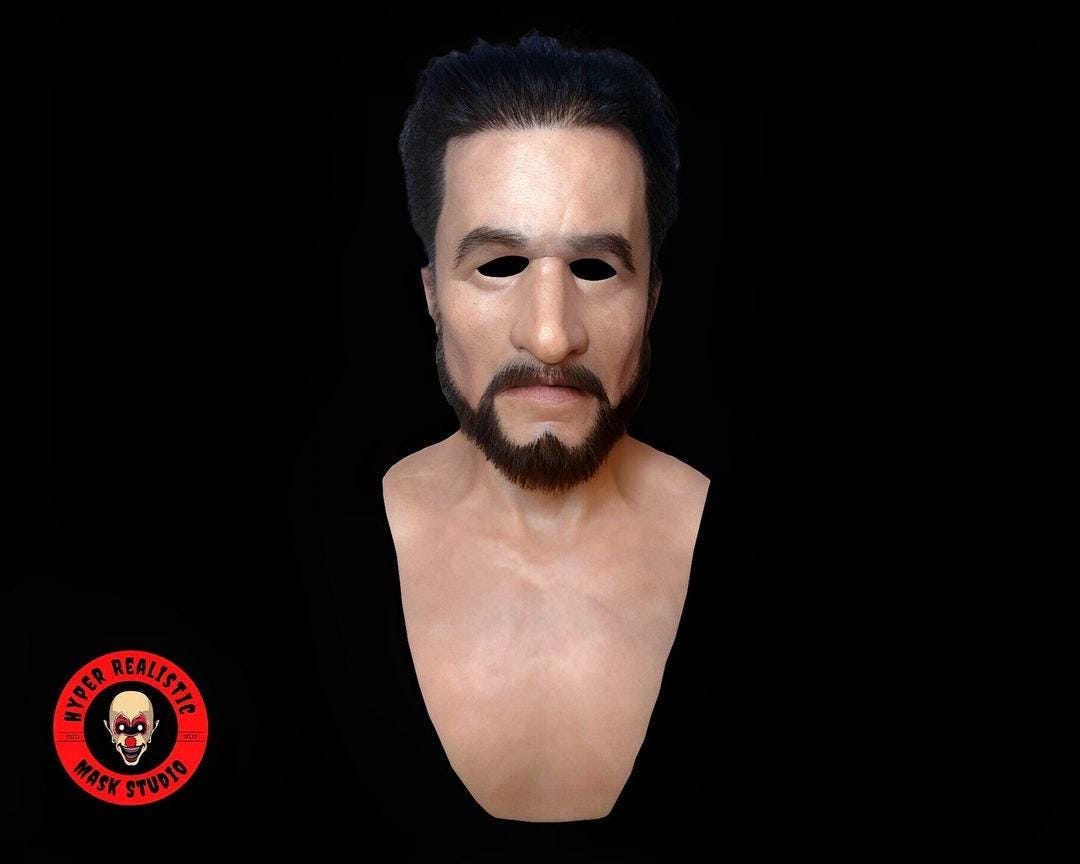 Ultra-realistic Young Man Silicone Mask With Dark Hair and Beard ...