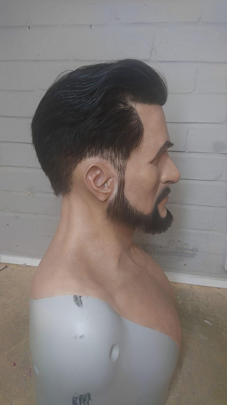 Ultra-realistic Young Man Silicone Mask With Dark Hair and Beard ...