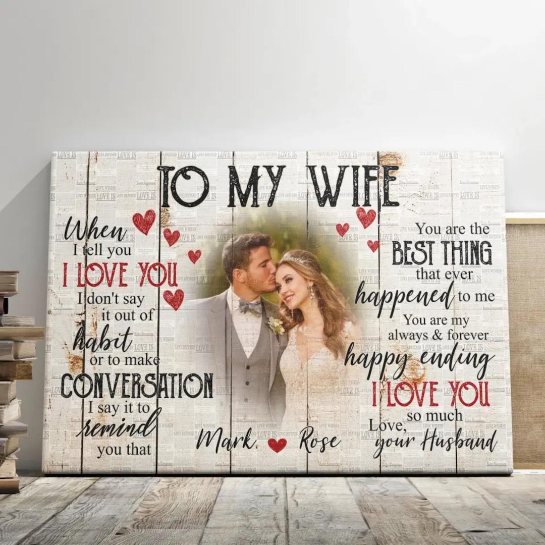 Personalized Couples Canvas Prints, Custom Photo and Name, Anniversary ...