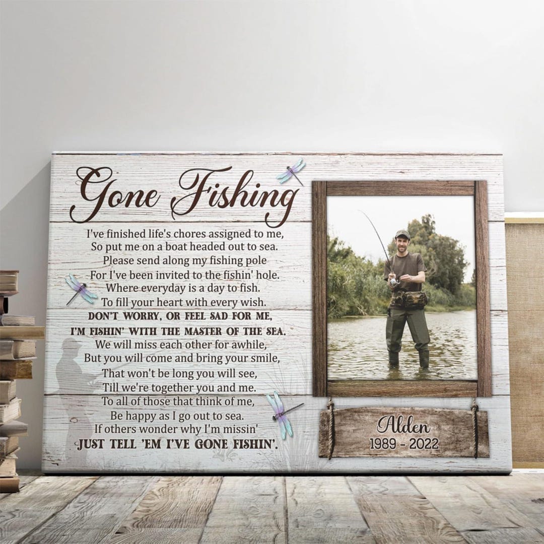 Personalized Memorial Fishing Canvas: Sympathy Gift for Fisherman - Etsy
