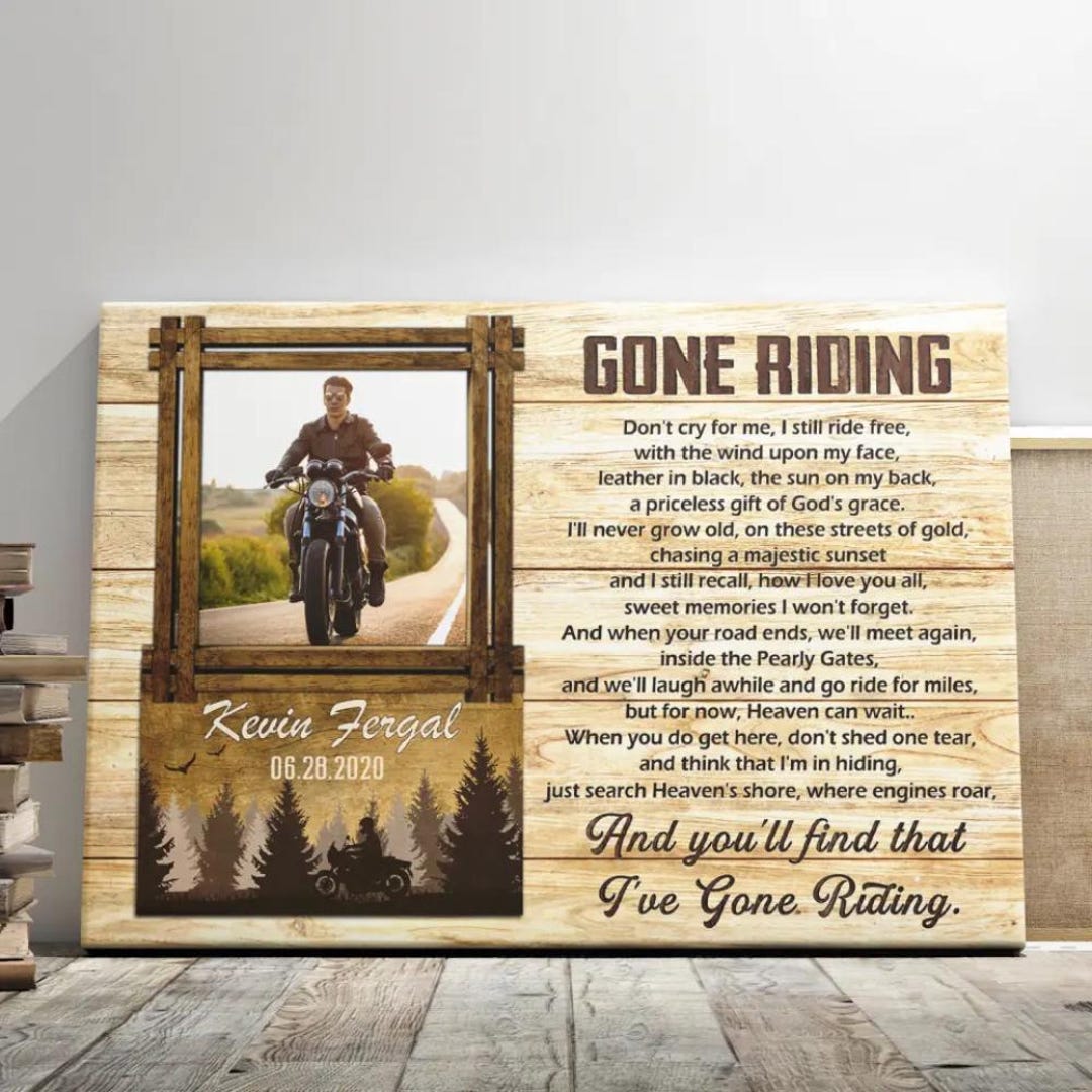 Personalized Motorcycle Memorial Canvas: Custom Photo, "gone Riding ...