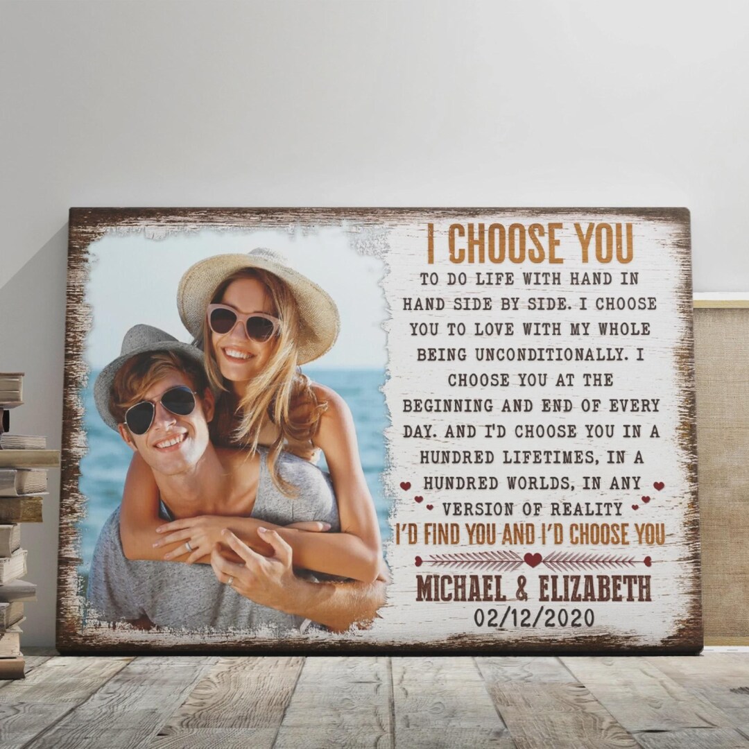Custom I Choose You Canvas Print - Personalized Couple Wall Art With ...