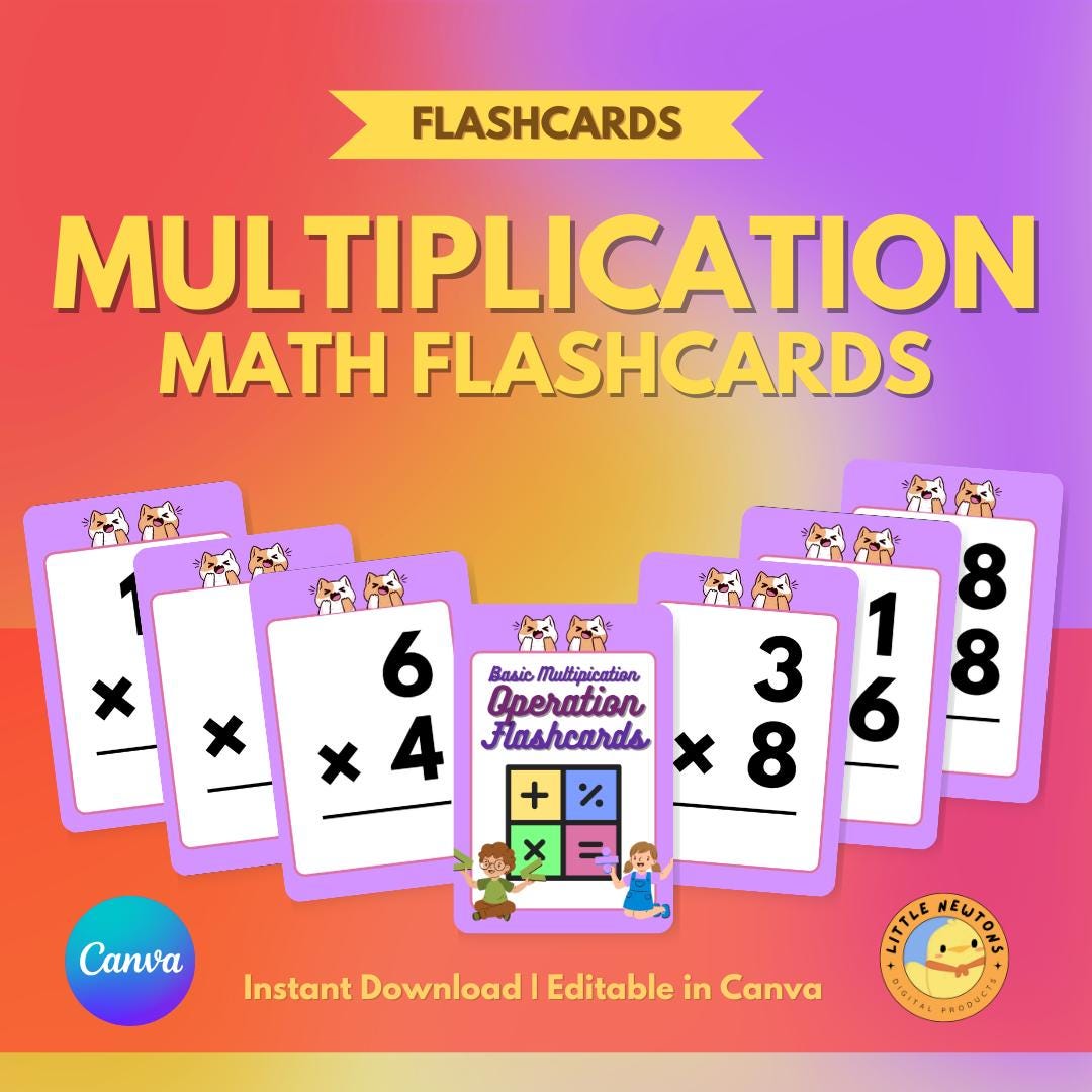 Multiplication Math Flashcards Printable and Editable Multiply ...