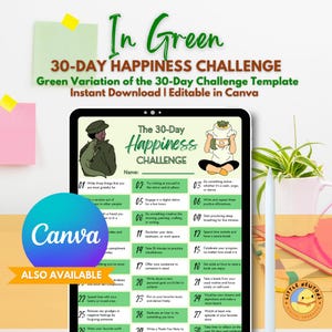 30 Day Happiness Challenge Printable Template, Mental Health ...