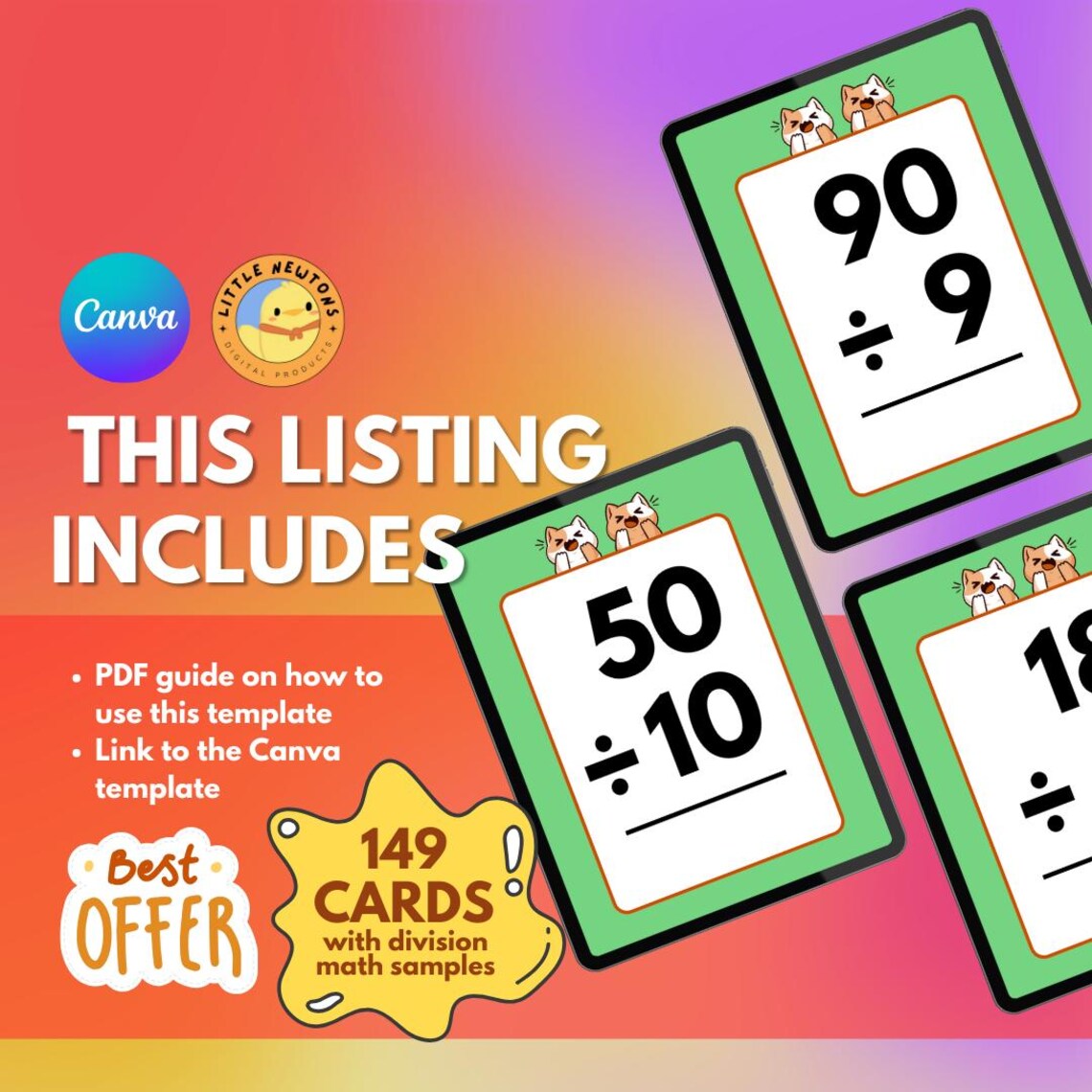 Division Math Flashcards Printable and Editable Basic Divide Worksheets ...