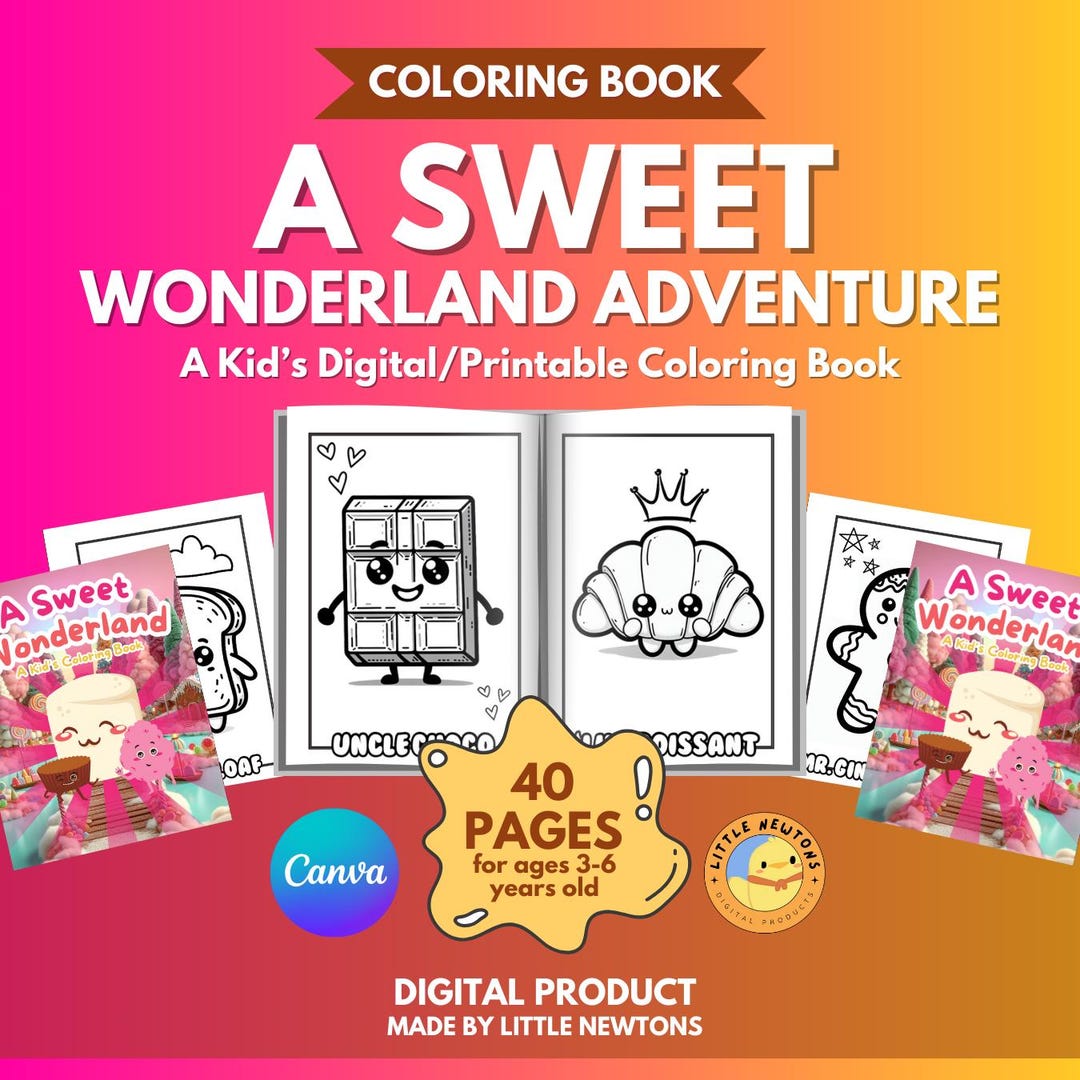 Printable Coloring Book for Kids With Sweet Candy Wonderland Designs ...