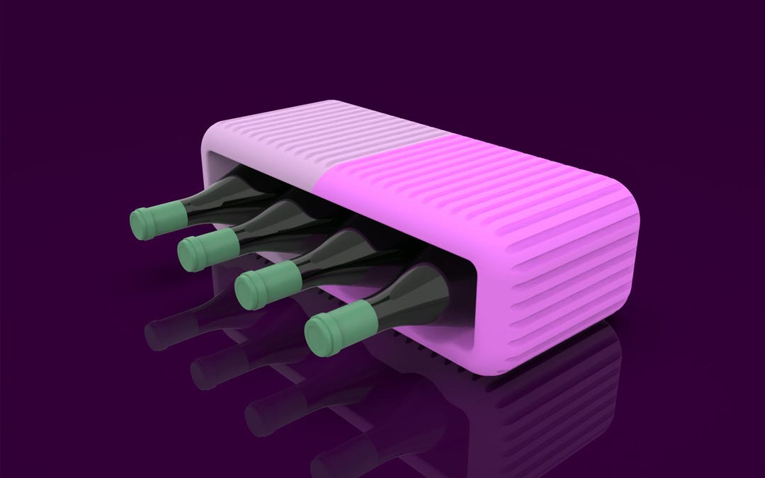 4-bottle Wine Rack STL File – 3D Printed Modern Bottle Holder (two-part ...