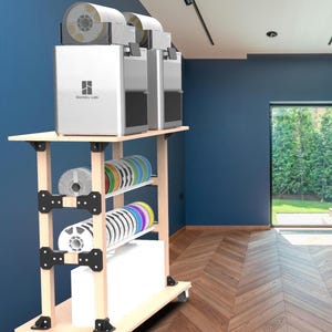 Under-dimension 3D Printer Table With Two Shelves for Filament Rolls ...