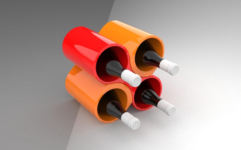 3D Printable Wine Rack: Modern 4-bottle Holder (digital File) - Etsy
