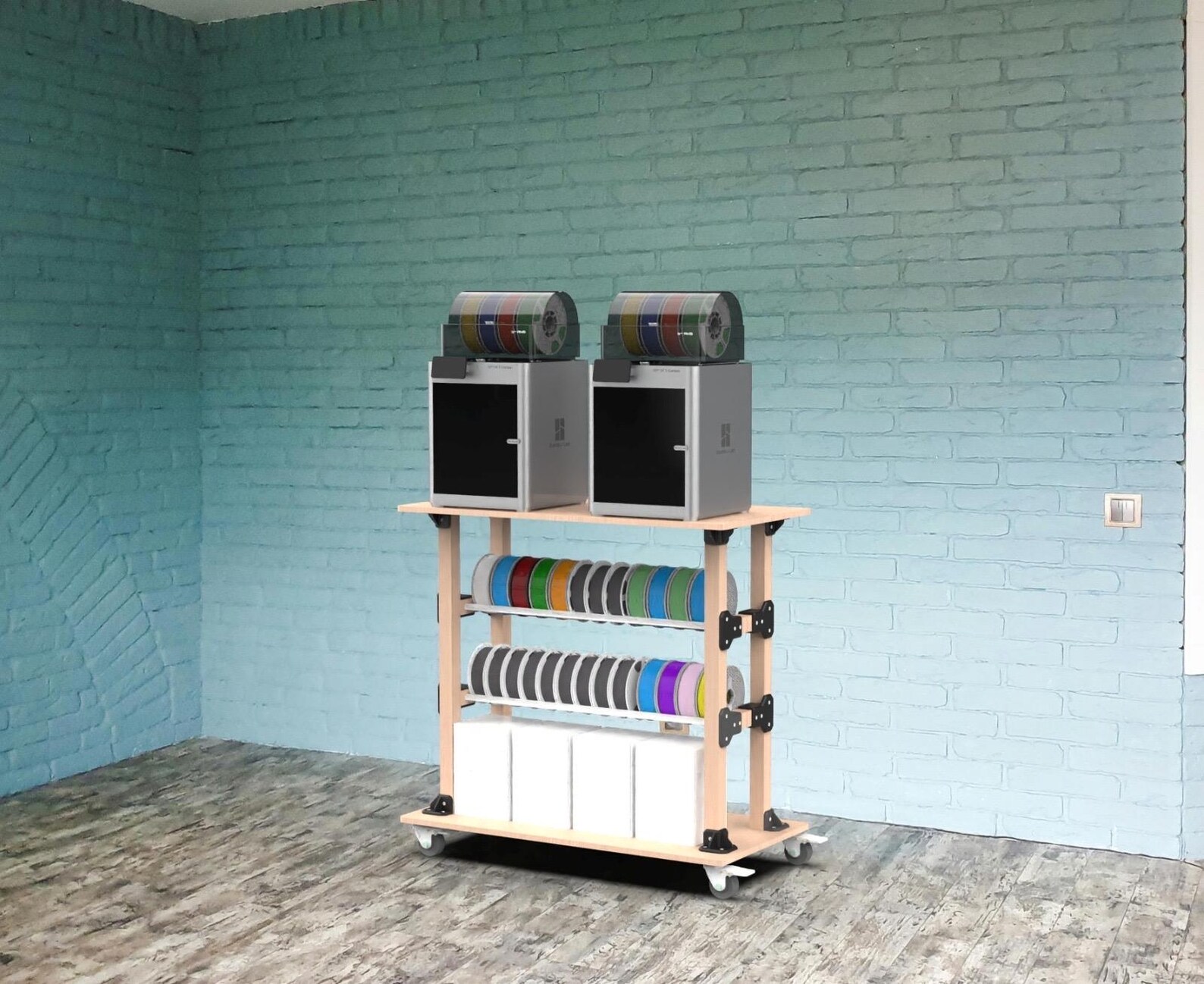 Under-dimension 3D Printer Table With Two Shelves for Filament Rolls ...