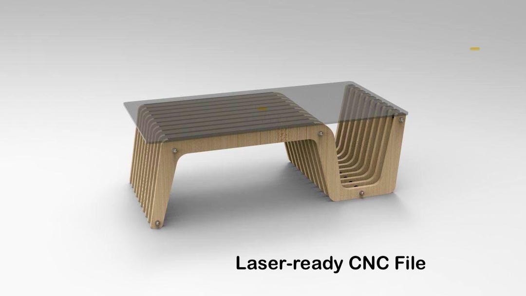 CNC Coffee Table DXF Plans: Modern Wood & Glass Design (digital ...