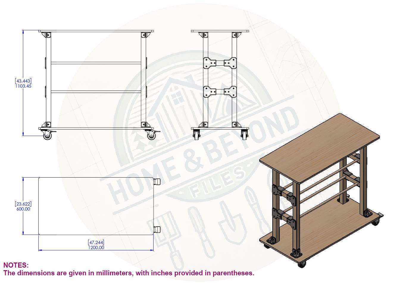 Under-dimension 3D Printer Table With Two Shelves for Filament Rolls ...