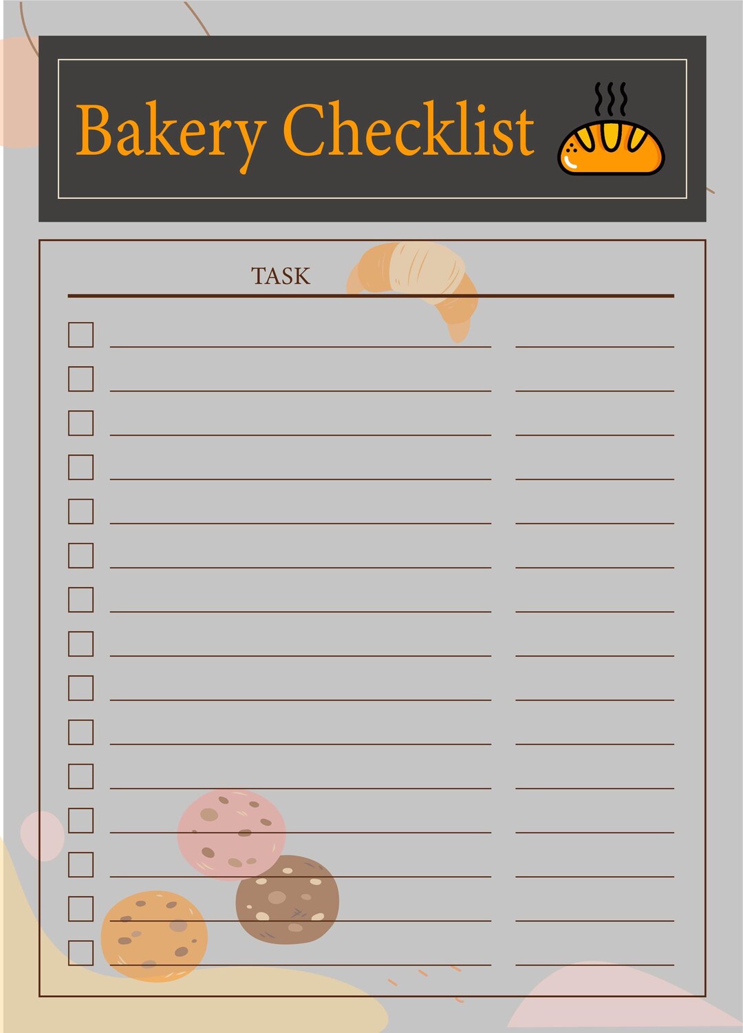 Bakery , Bakery Checklist , Checklist , Bakery List , Baker List ...