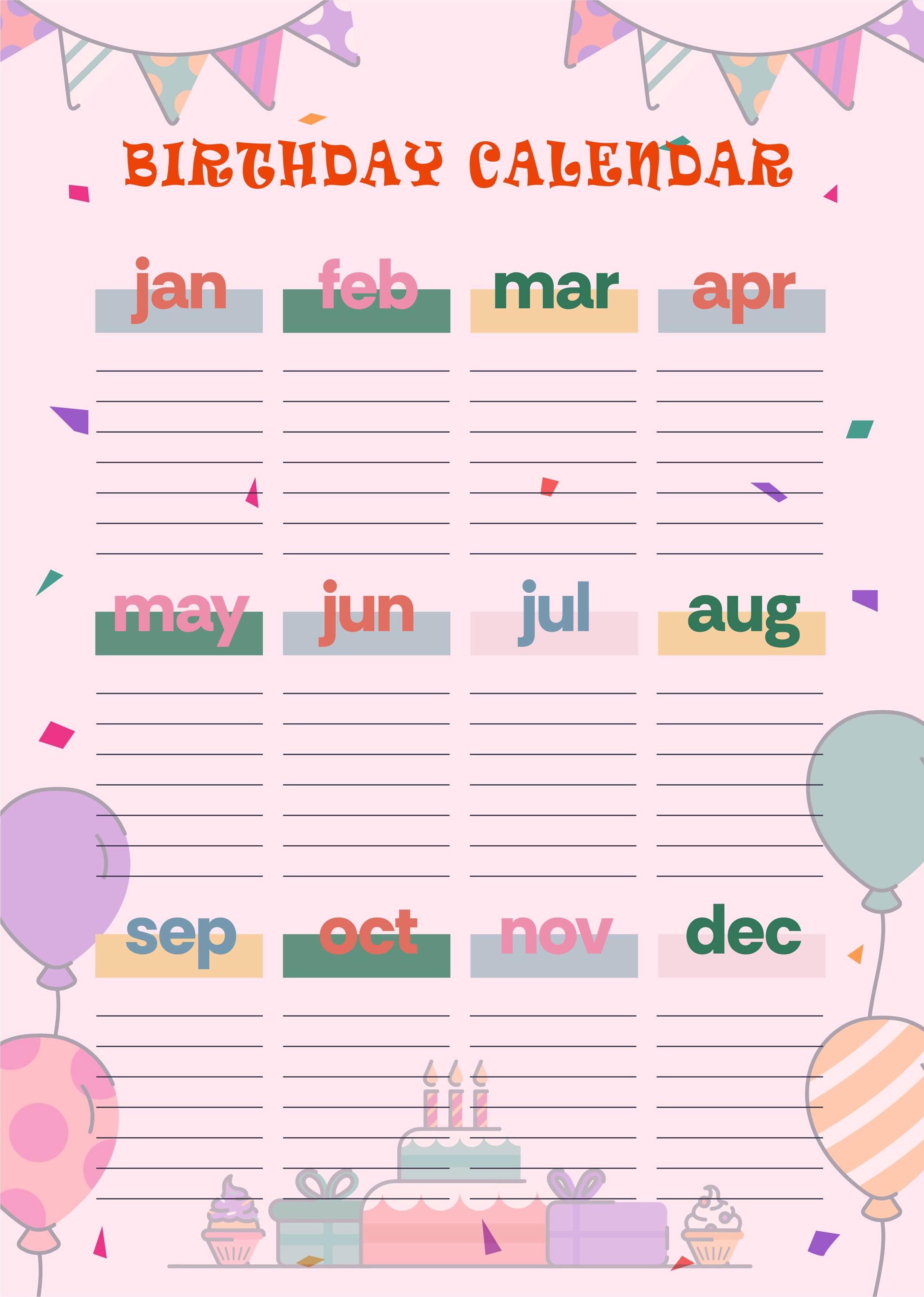 Birthday Tracker Printable Template , Birthday Planner Printable , PDF ...