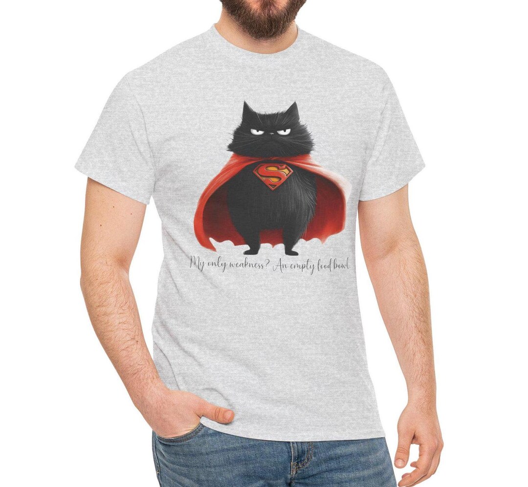 Funny Cat Superhero Shirt, Grumpy Black Cat Cape, My Only Weakness an ...