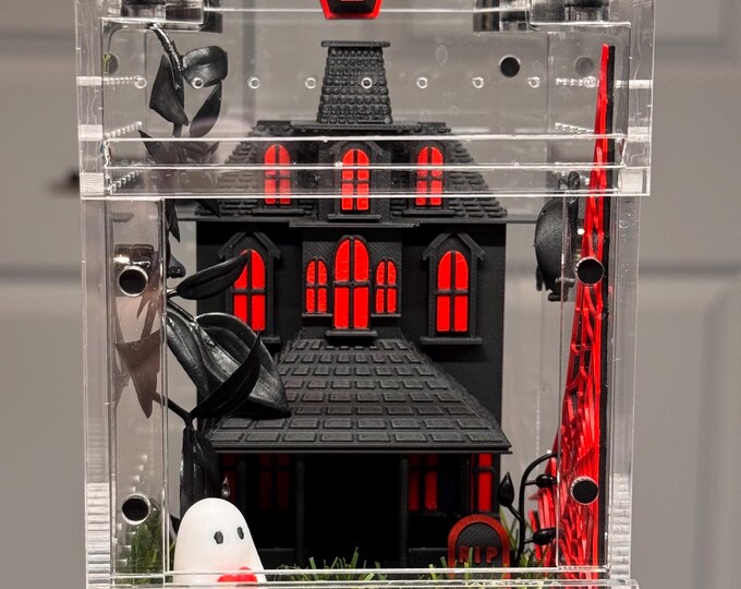 Valloween Black and Red Haunted House Jumping Spider Enclosure - Etsy