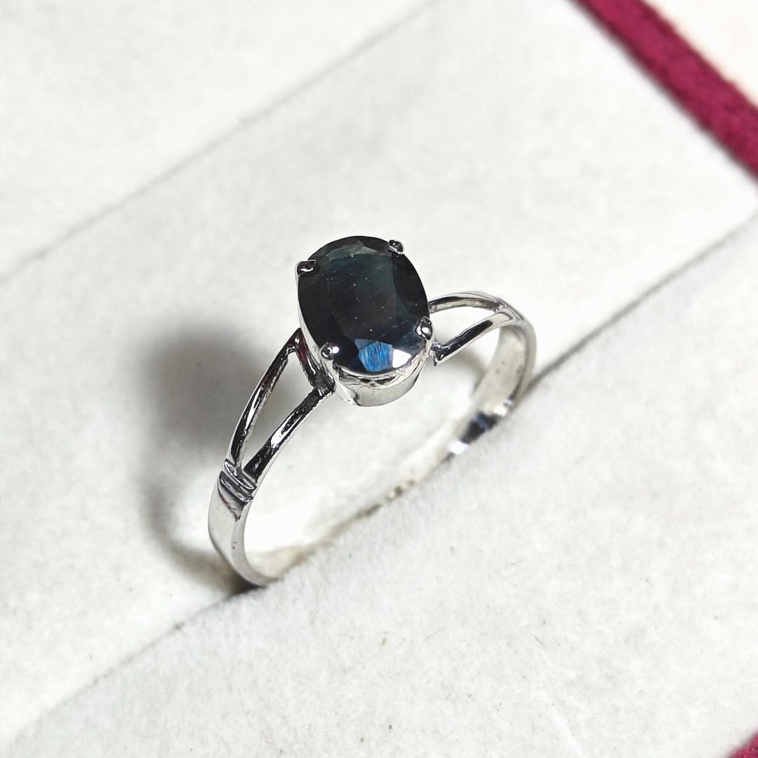 Blue Sapphire Ring in 92.5 Sterling Silver - Etsy