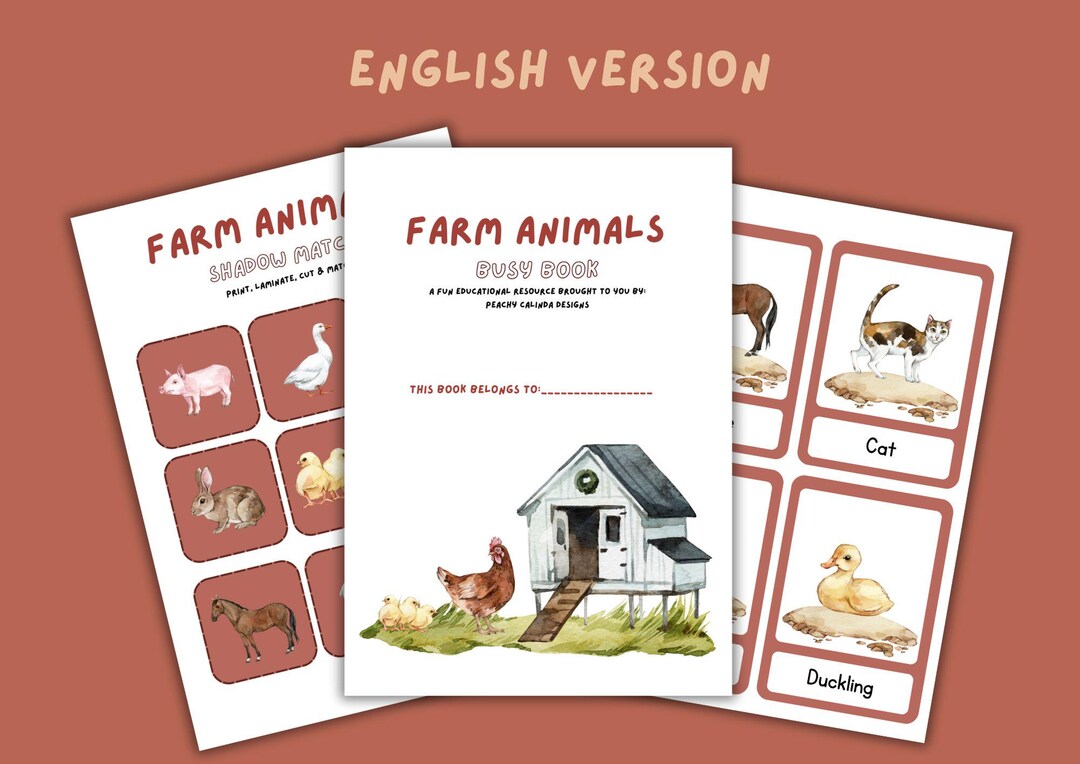 Farm Animal Busy Book Farm Animal Montessori Flashcards for Kids ...