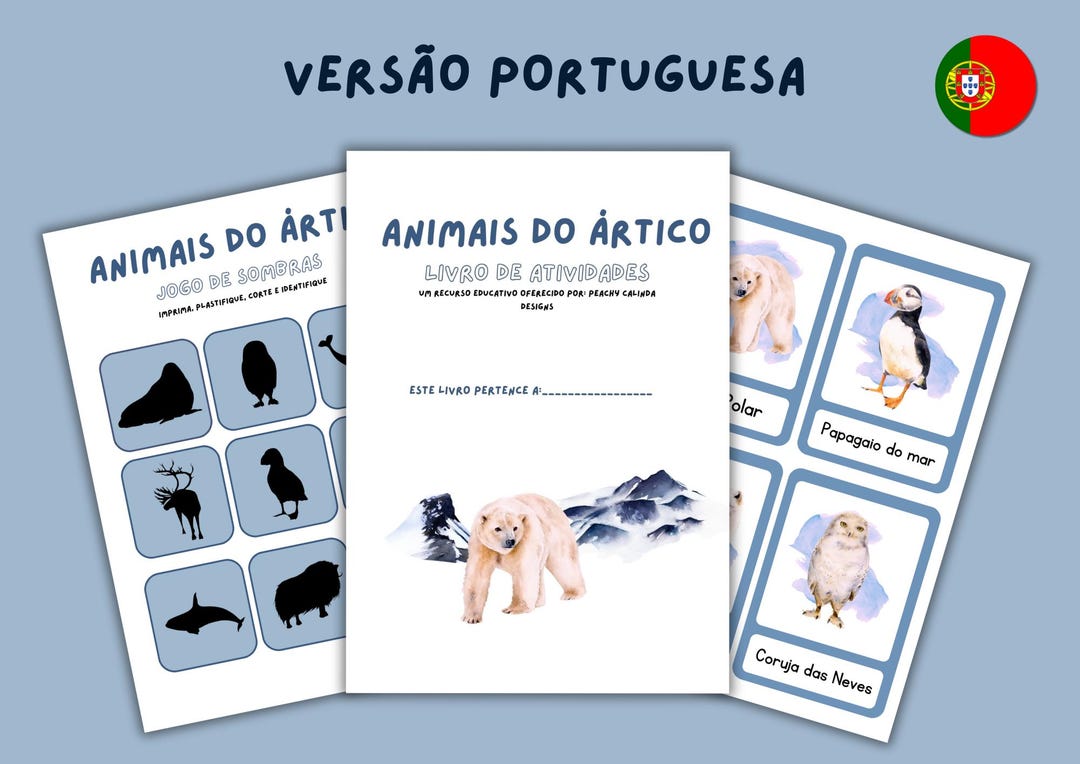 Portuguese Version Printable Kids Activity Book: Arctic Animals for ...