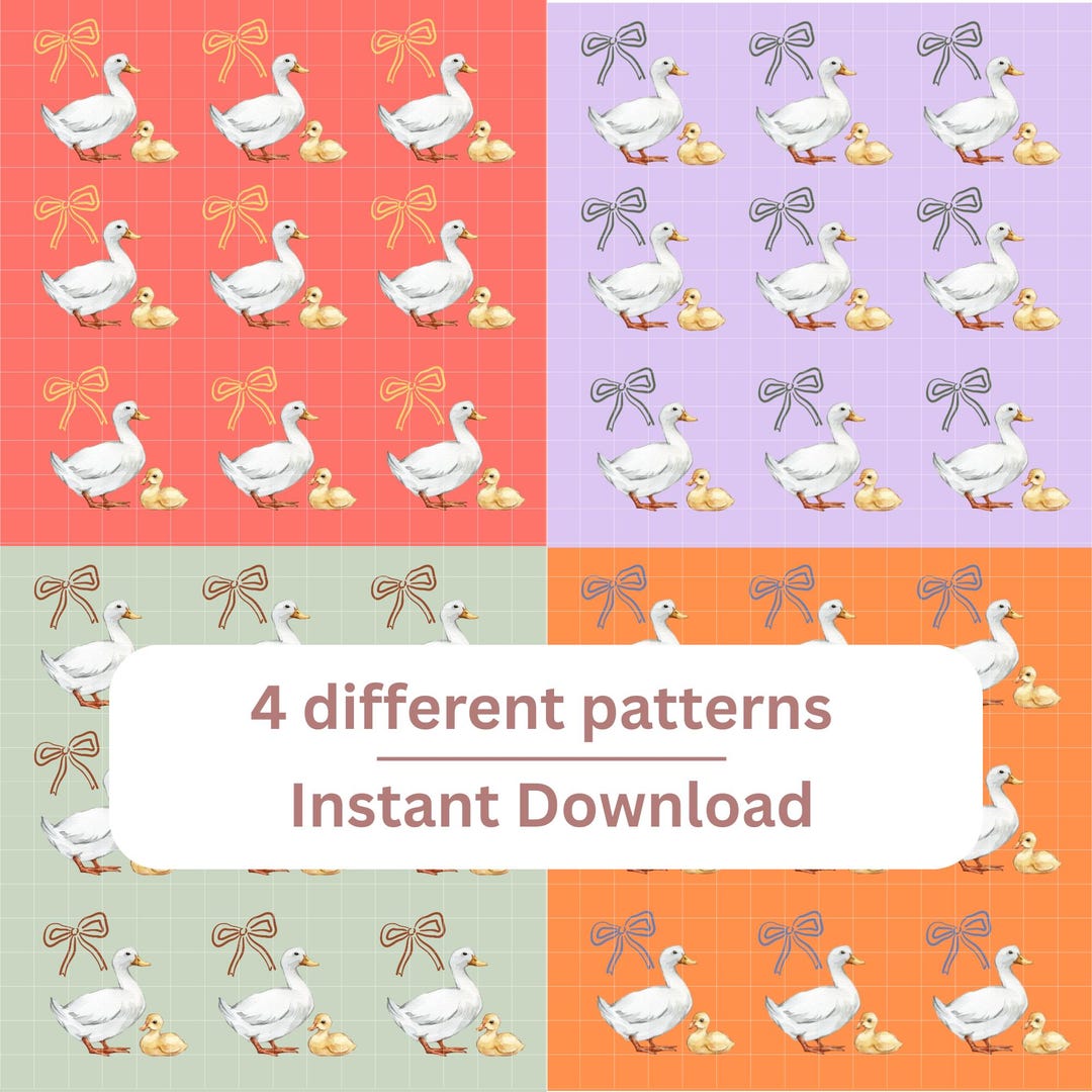 Fairy Tale Duck & Duckling Seamless Pattern Bundle | Cute Nursery ...