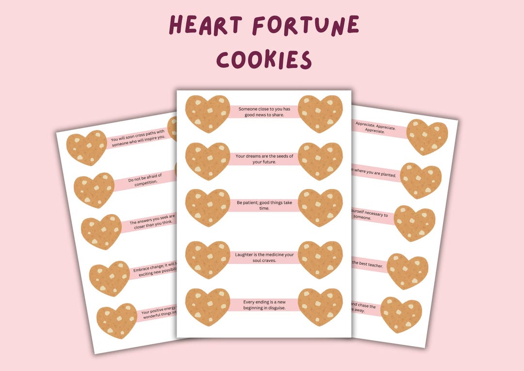 Heart-shaped Fortune Cookie Template Download - Etsy