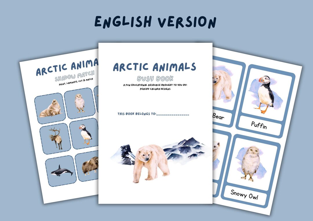 Arctic Animals Busy Book Polar Animal Montessori Flashcards for Kids ...