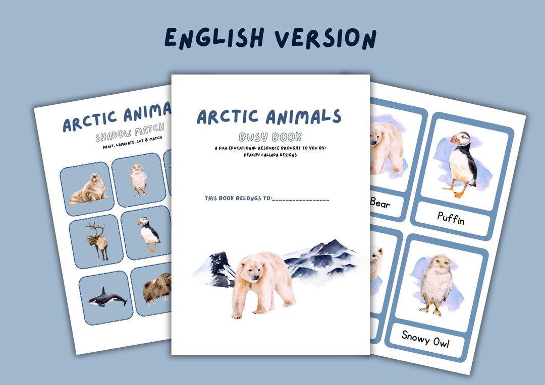 Busy Book Arctic Animals Polar Animal Montessori Flashcards for Kids ...